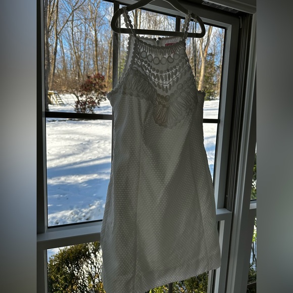 Lilly Pulitzer | Dresses | Lilly Pulitzer White Lace Halter Mini Dress ...